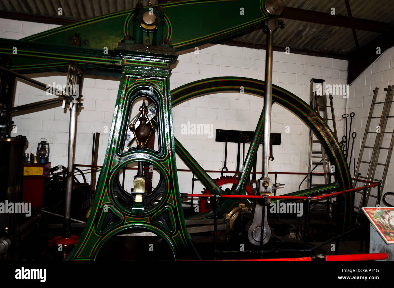 Stationary steam water-pumping engine at the Bressingham Steam Museum ...