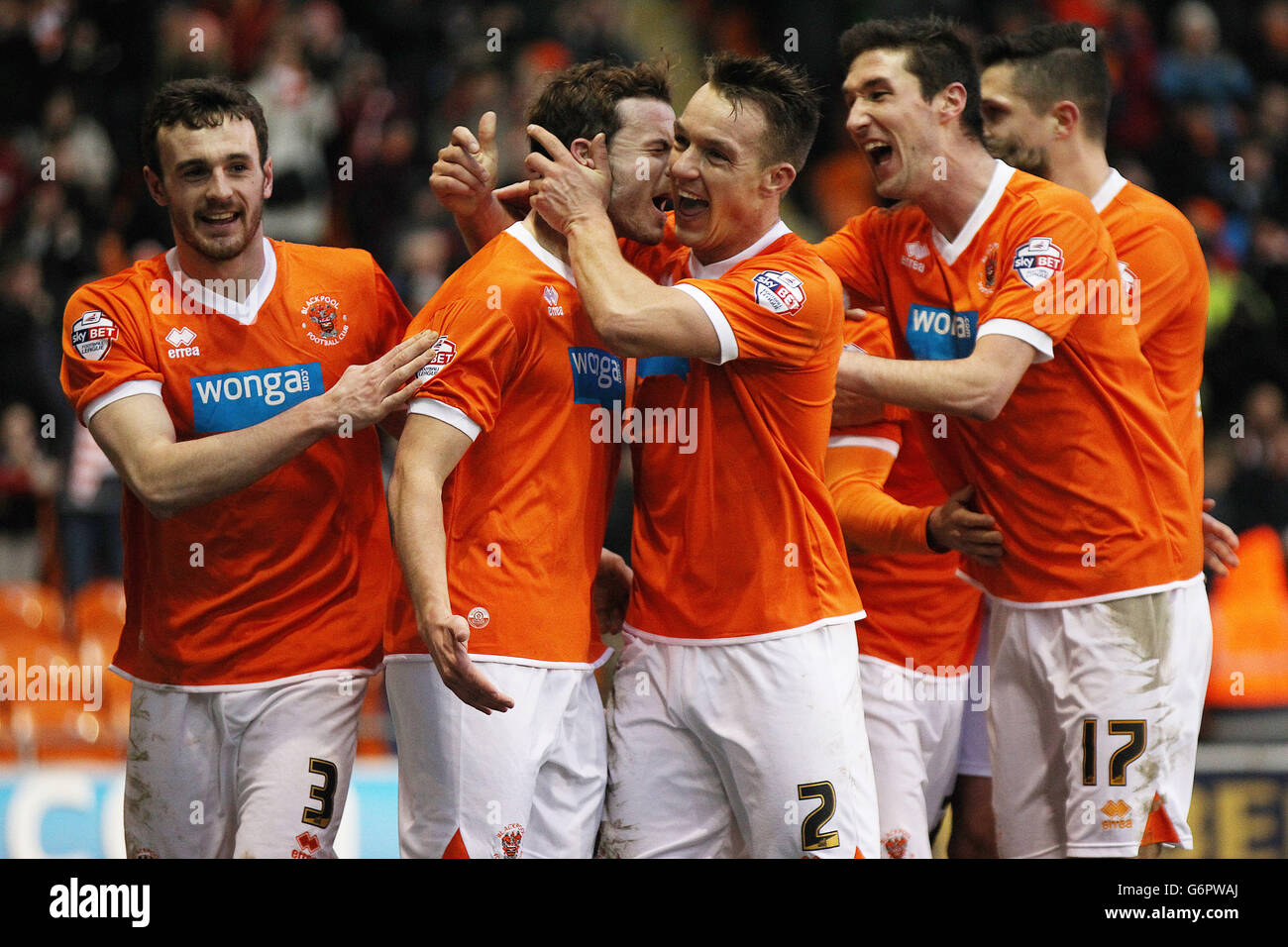 Blackpool's Andy Halliday celebrates scoring against Doncaster Rovers ...