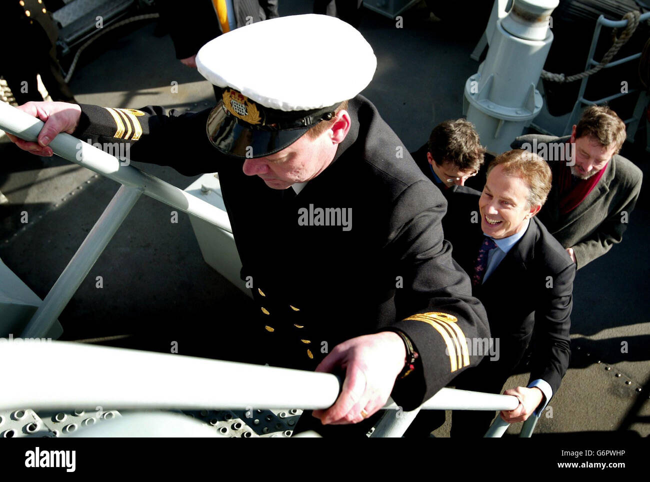 Tony Blair follows Commander Chris Mace Stock Photo - Alamy