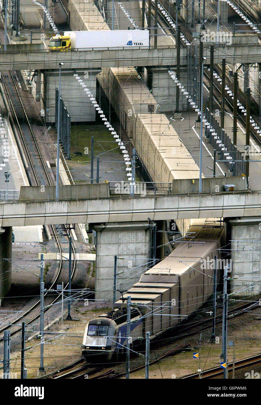 A train leaves for France at the Channel Tunnel Terminal in Folkestone ...