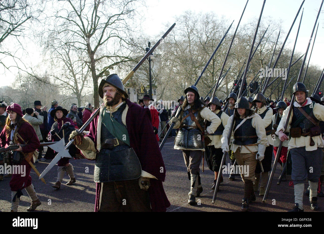 Historical Reenactment society marches to honour a fallen King Stock ...