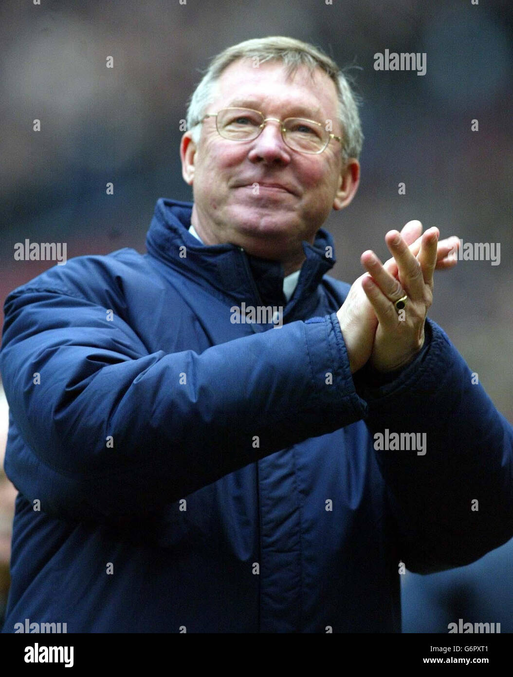 Sport football manager clapping smiling 1 2 half length alex ferguson ...