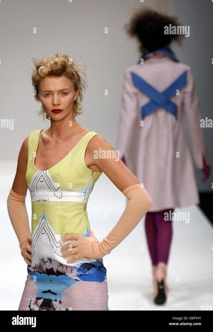 Model Jodie Kidd shows off one of the latest outfits by designer ...
