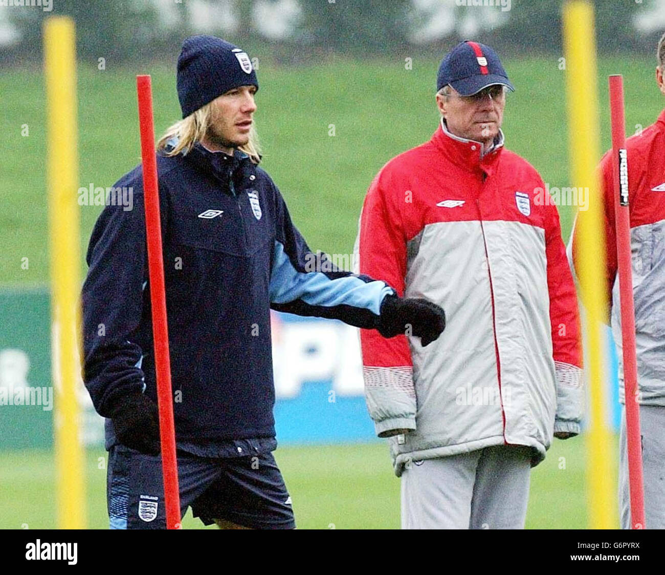 England captain David Beckham (left) as manager Sven Goran Eriksson ...