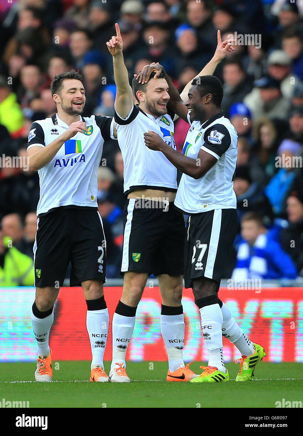 Norwich citys snodgrass celebrates scoring the opening against cardiff ...