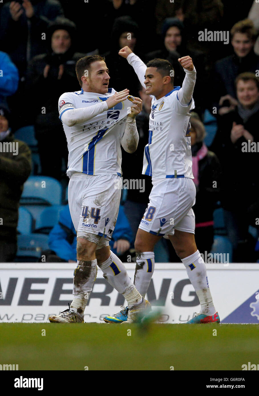 Leeds United's Ross Mccormack (left) celebrates scoring his sides third ...