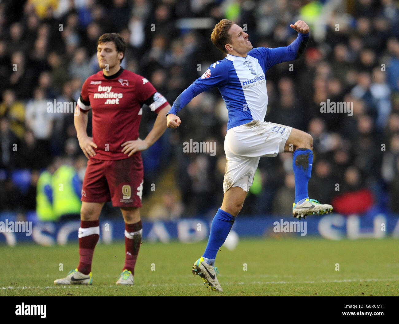 Birmingham City's Brian Howard (right) celebrates after he scores the ...