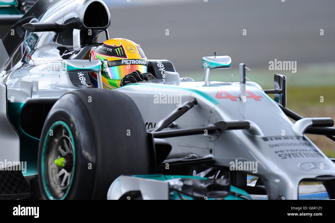 Mercedes driver Lewis Hamilton, during the 2014 Formula One Testing at ...