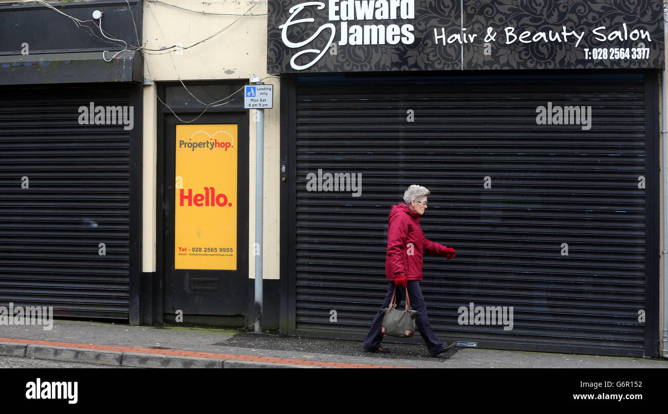 Closed shops in Ballymena town centre, Co Antrim as a fifth of shops in ...