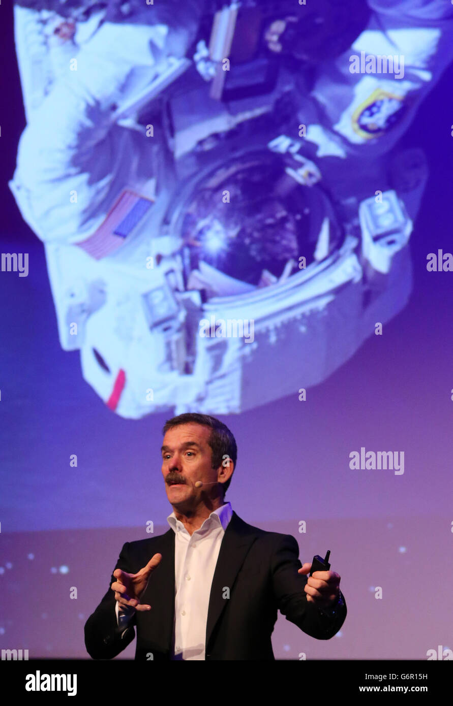 Astronaut commander Chris Hadfield makes a keynote address at the Laya ...