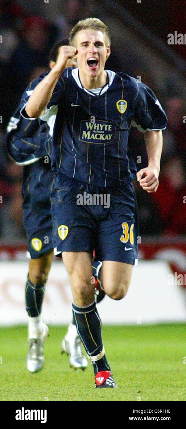 Leeds United defender Matthew Kilgallon celebrates scoring against ...
