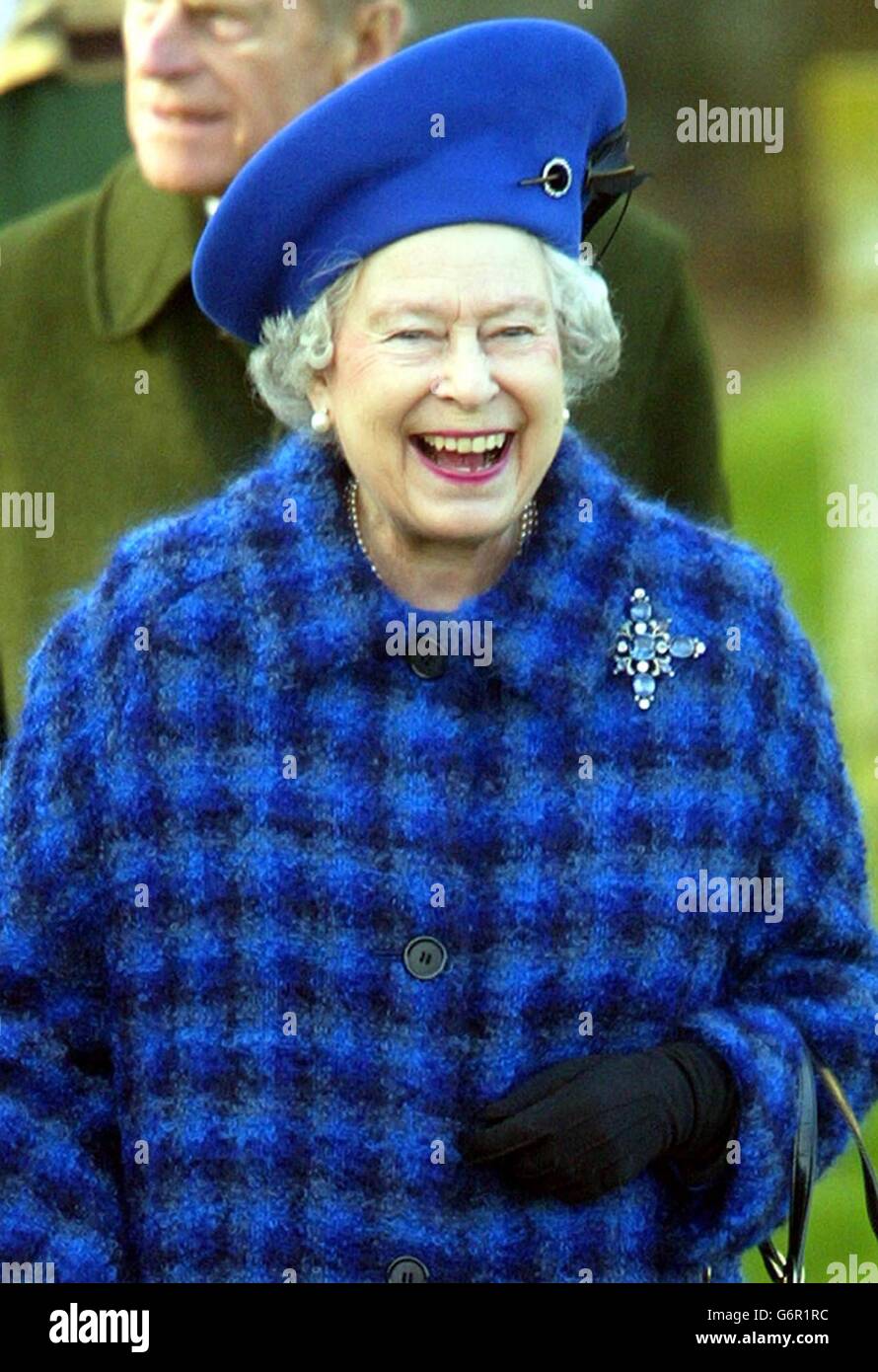 Queen Elizabeth II leaves St Mary's Church in Flitcham, Norfolk, after ...