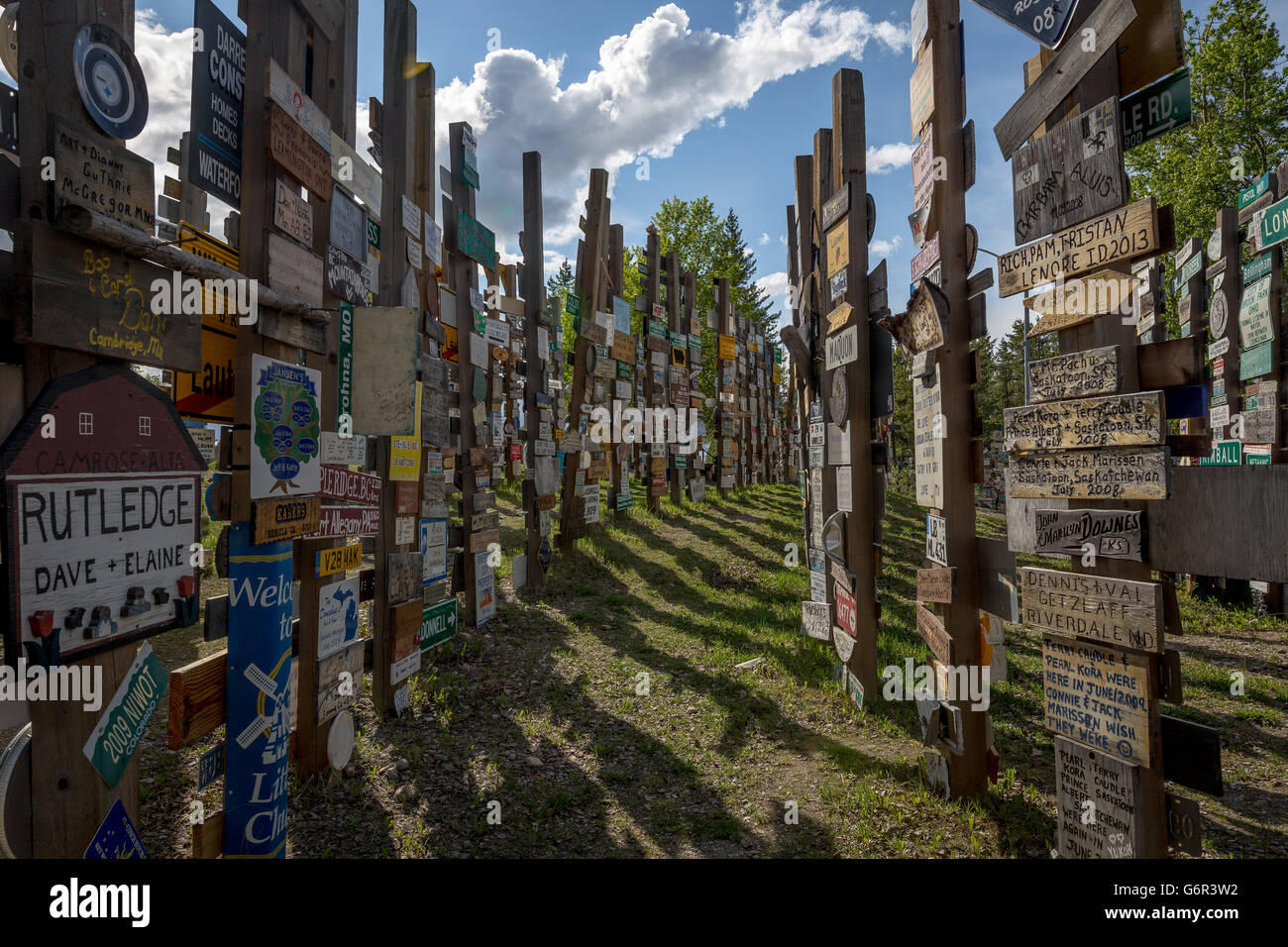 Sign post forest in Watson Lake, Yukon Stock Photo - Alamy