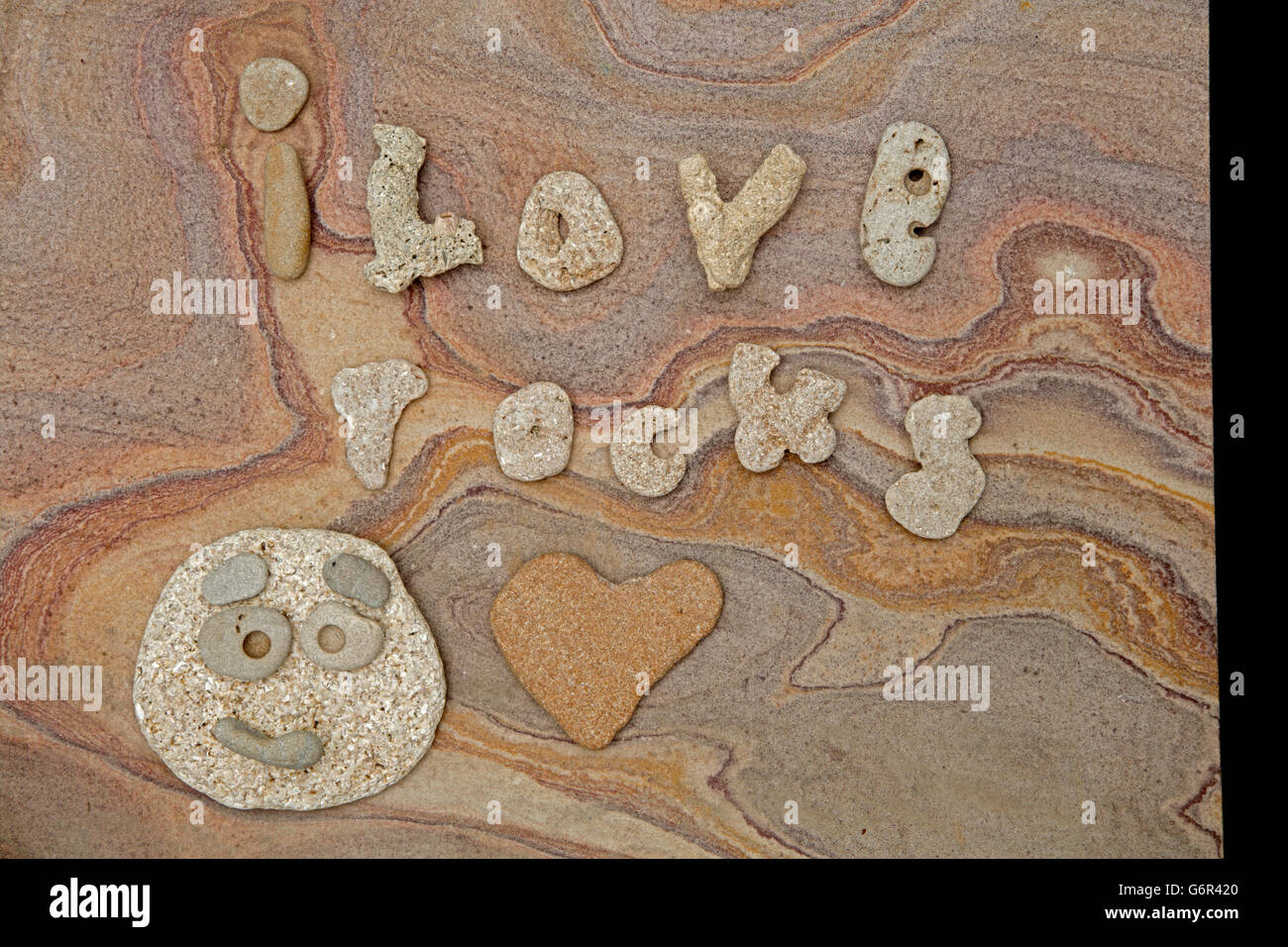 "I love rocks", made from all natural rocks from Florida Stock Photo ...