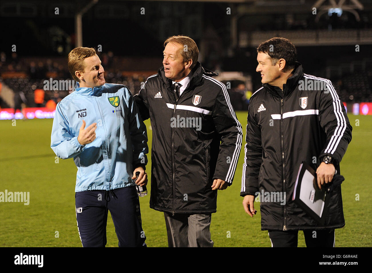 Fulham technical director Alan Curbishley (centre) and first team coach ...