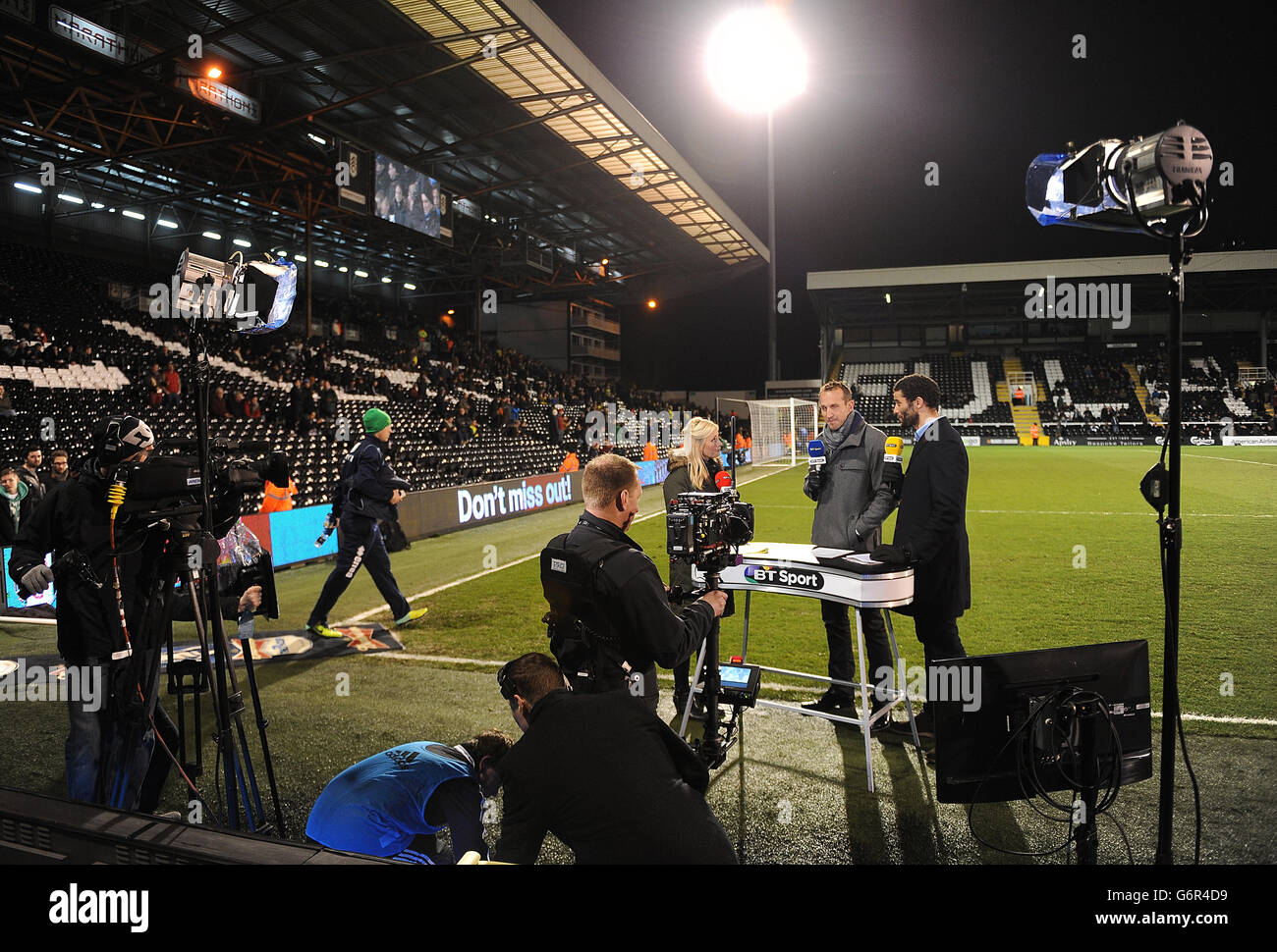 BT Sport presenters at the side of the pitch before kick-off Stock ...
