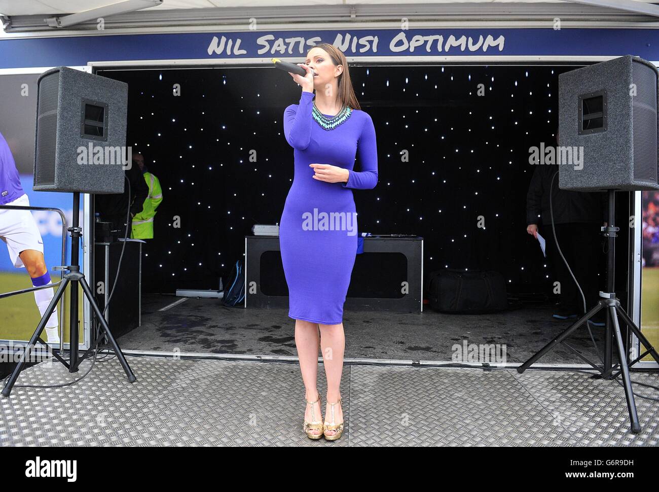 Jennifer jewell on stage in everton fan zone hi-res stock photography ...