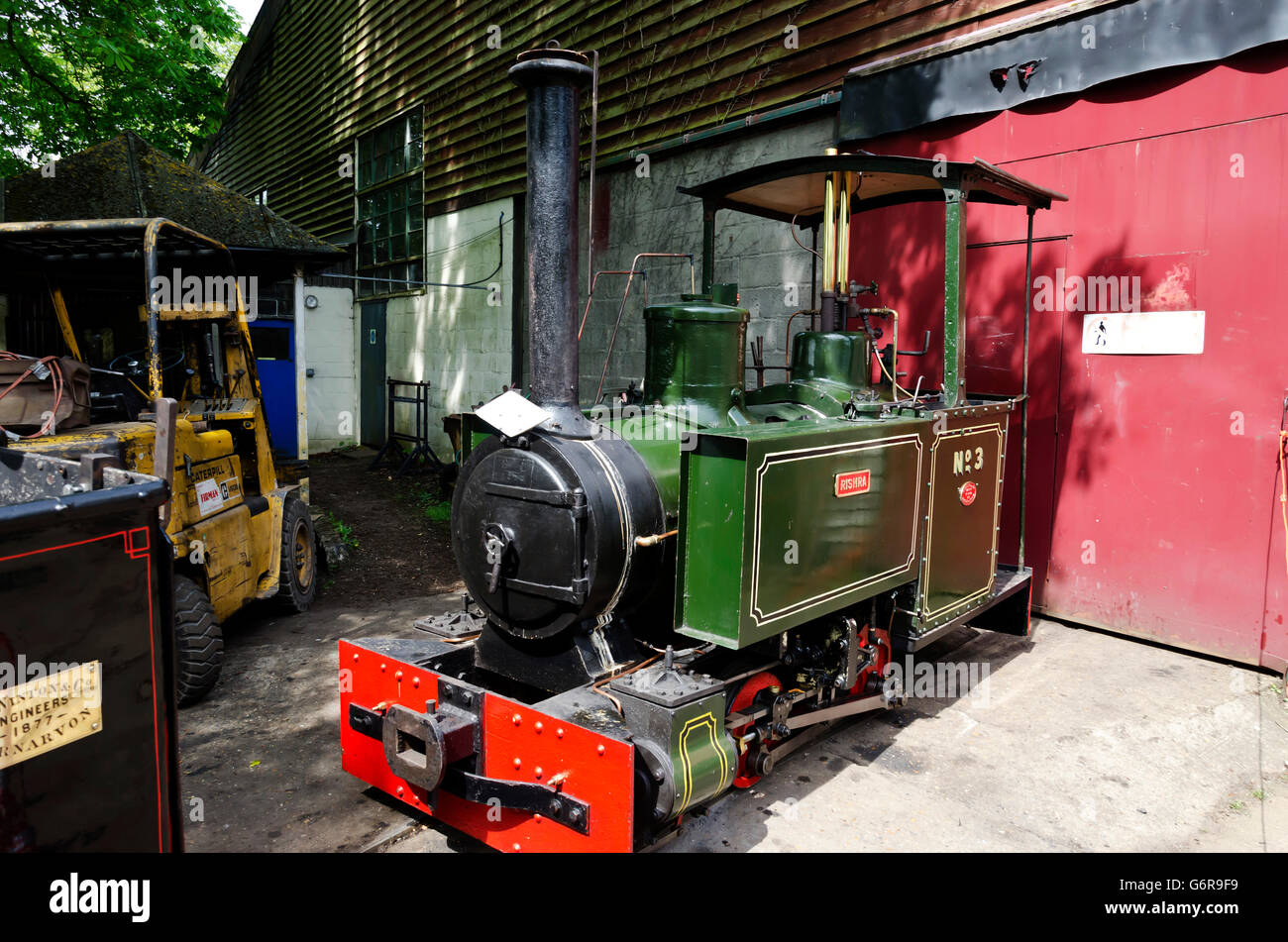 Small narrow gauge steam locomotive at the Bressingham Steam Museum and ...