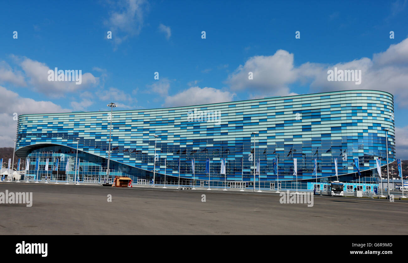 A view of the Iceberg Skating Palace in the Olympic Park, Sochi, Russia ...