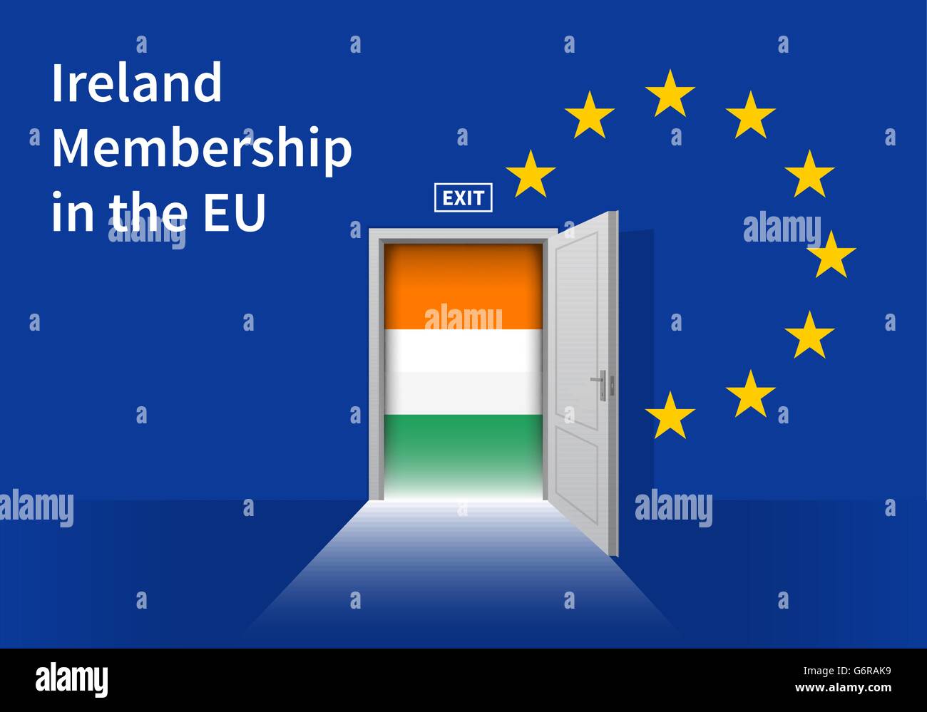 European Union flag wall with Ireland flag door. EU Flag Stock Vector ...