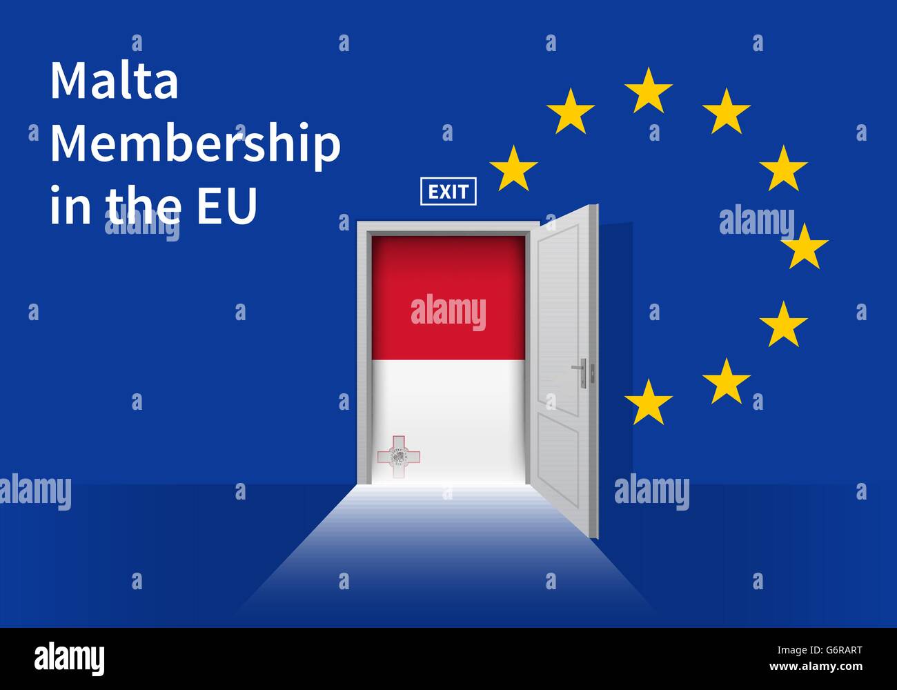 European Union flag wall with Malta flag door. EU Flag Stock Vector ...
