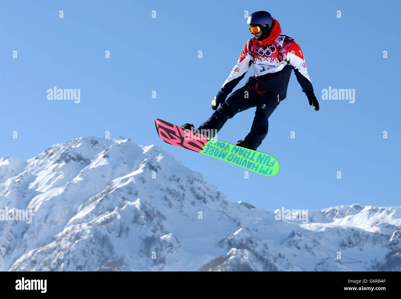 Great Britain's Billy Morgan during the snowboard slopestyle training ...
