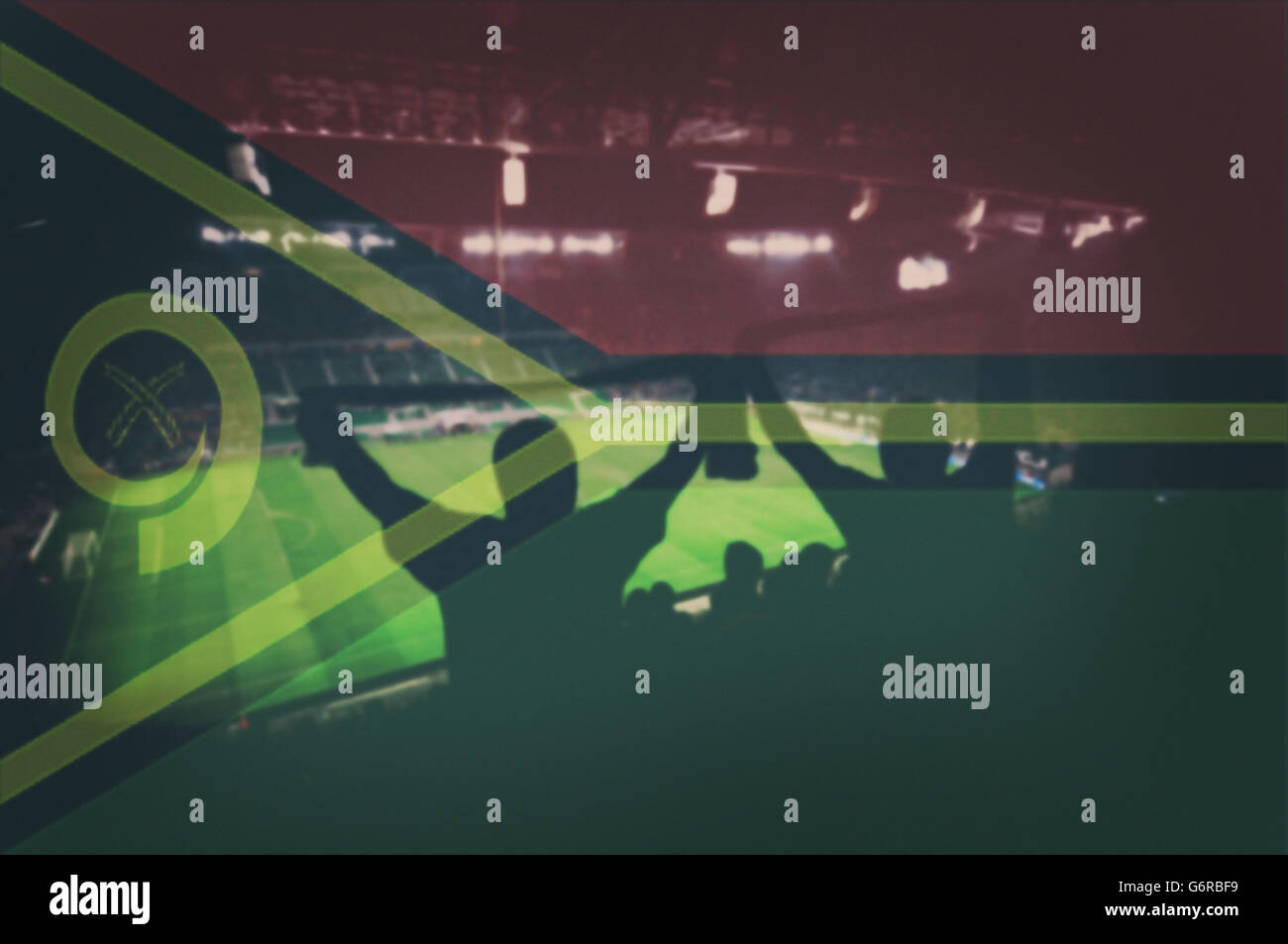 sport stadium with fans and blending Vanuatu flag Stock Photo - Alamy