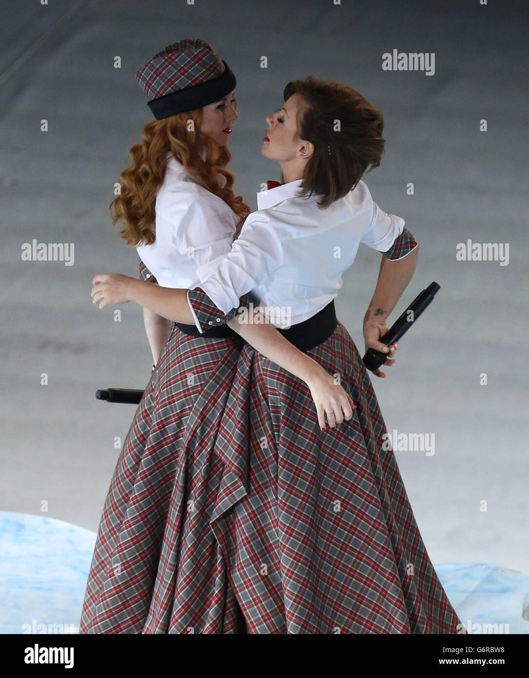 Yulia Volkova and Lena Katina from Girl band t.A.T.u perform during the ...