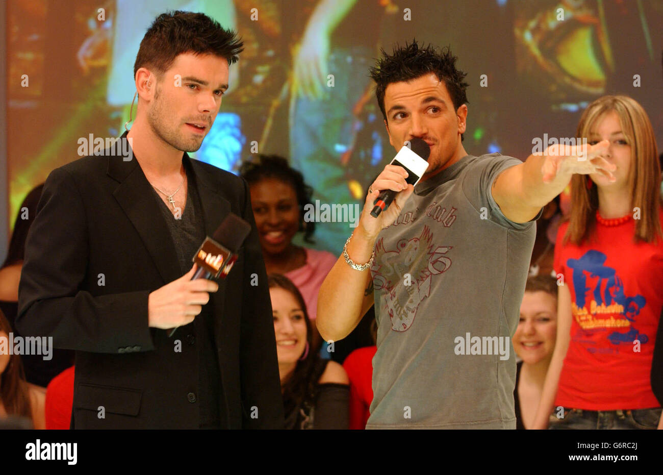 MTV presenter Dave Berry (left) with Peter Andre during his guest ...