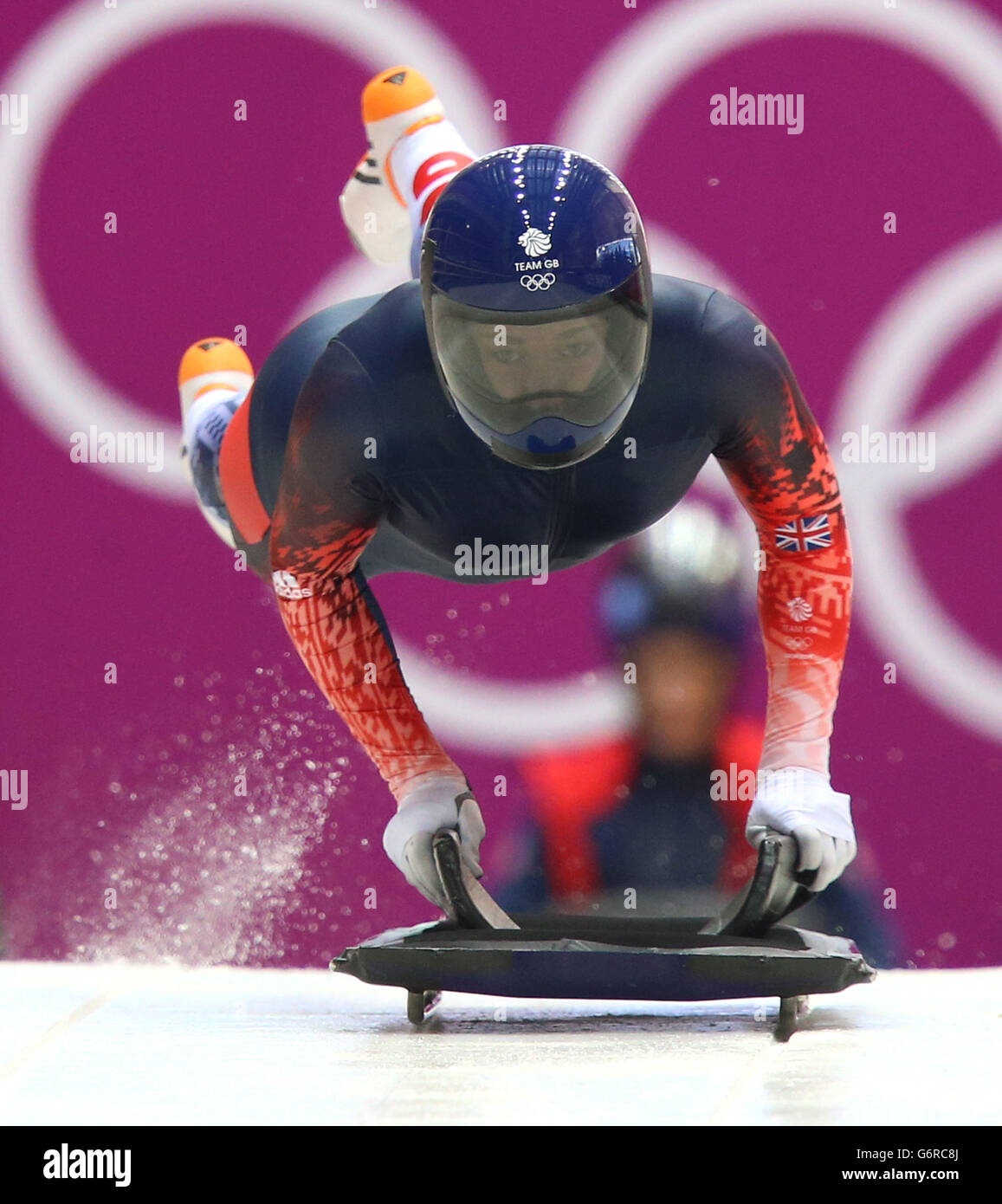 Great Britain's Lizzy Yarnold has a training run at the Sliding Centre ...