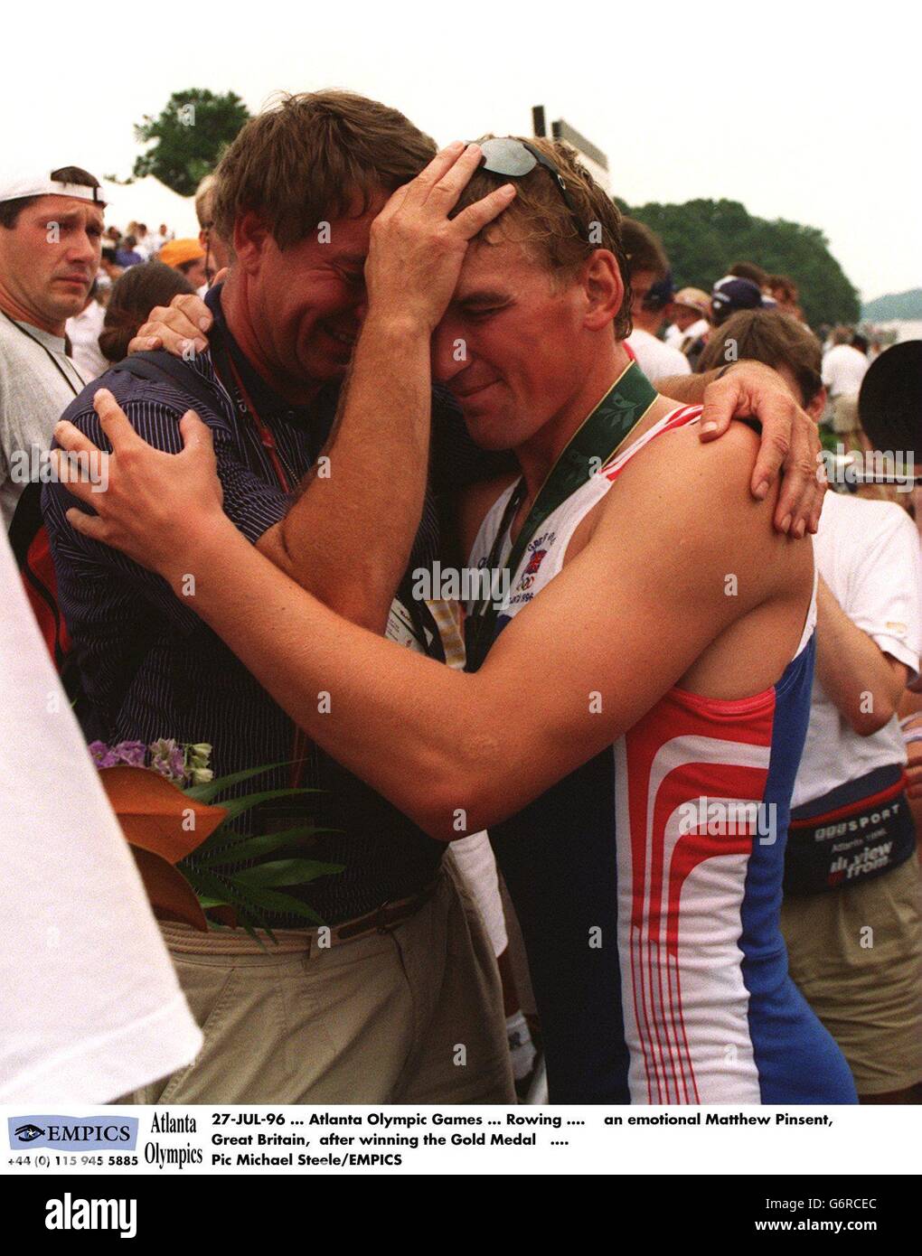 27-JUL-96, Atlanta Olympic Games, Rowing, an emotional Matthew Pinsent ...