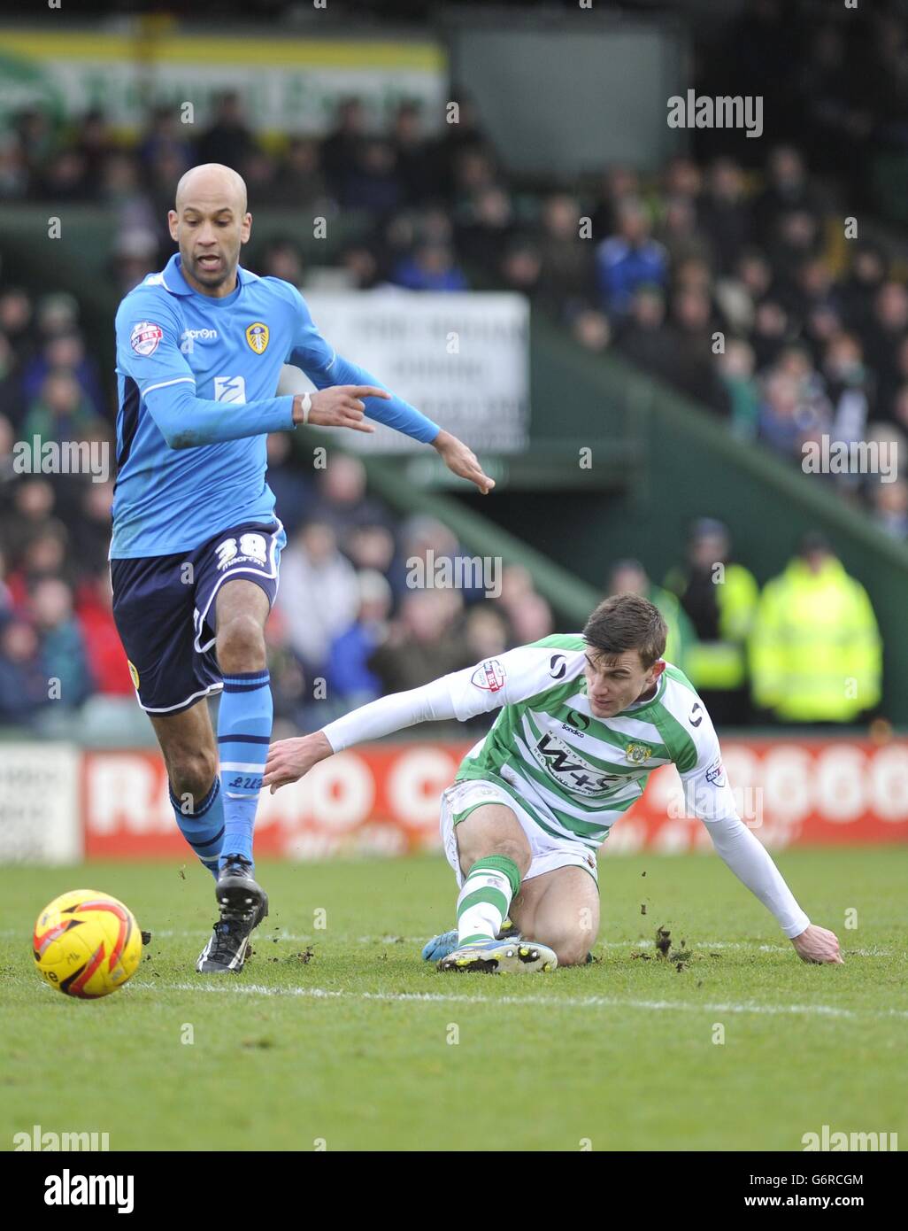 Yeovil's Kevin Dawsons and Leeds United's Jimmy Kebe in action Stock ...