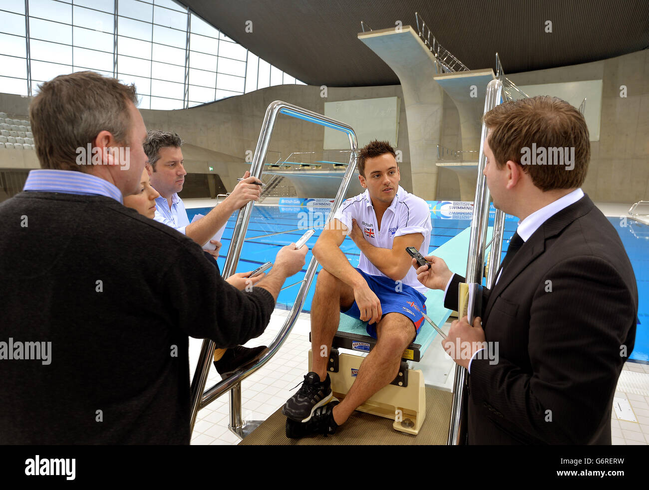 Tom Daley the Great Britain Diver talks to sports journalists about his ...