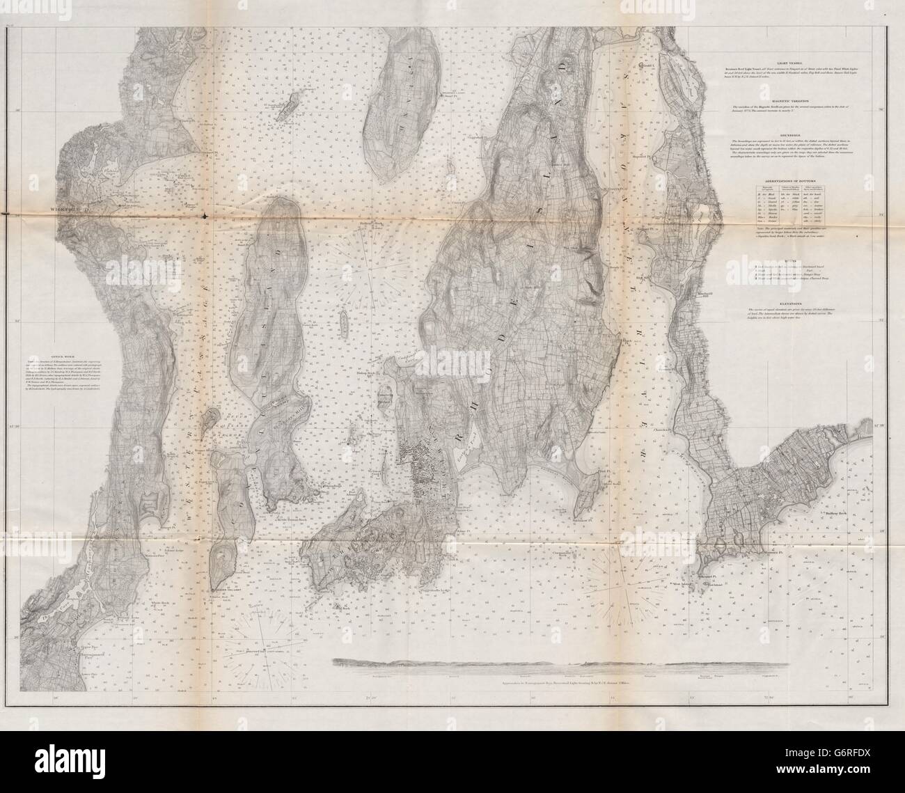 RHODE ISLAND: Aquidneck & Dutch Islands. Newport Jamestown. USCGS, 1870 ...