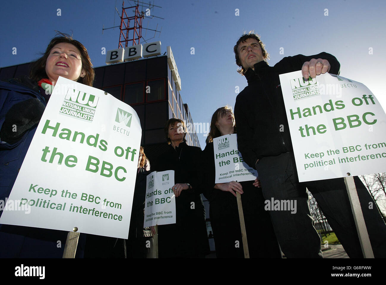 BBC staff members protest Stock Photo - Alamy