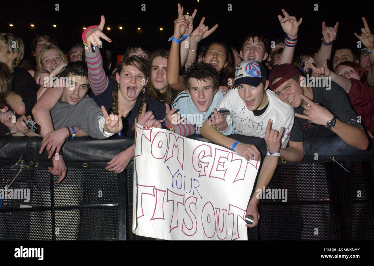 Fans cheer as rock band Blink 182 performs live in concert at Wembley ...
