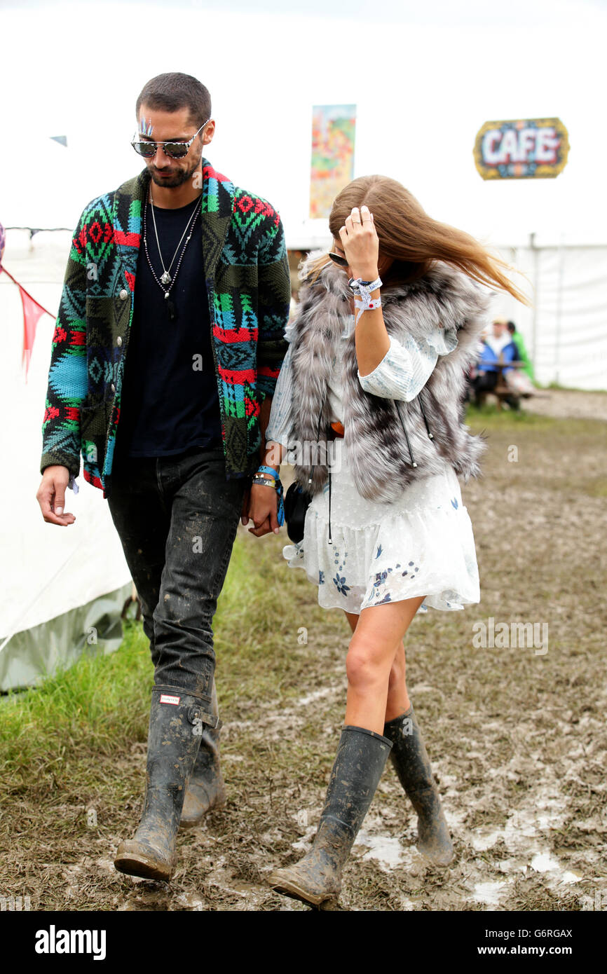 Hugo Taylor and Millie Mackintosh are seen backstage at the Glastonbury ...