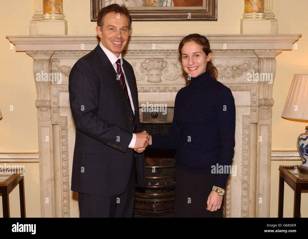 Britains prime minister tony blair poses with georgia cole hi-res stock ...