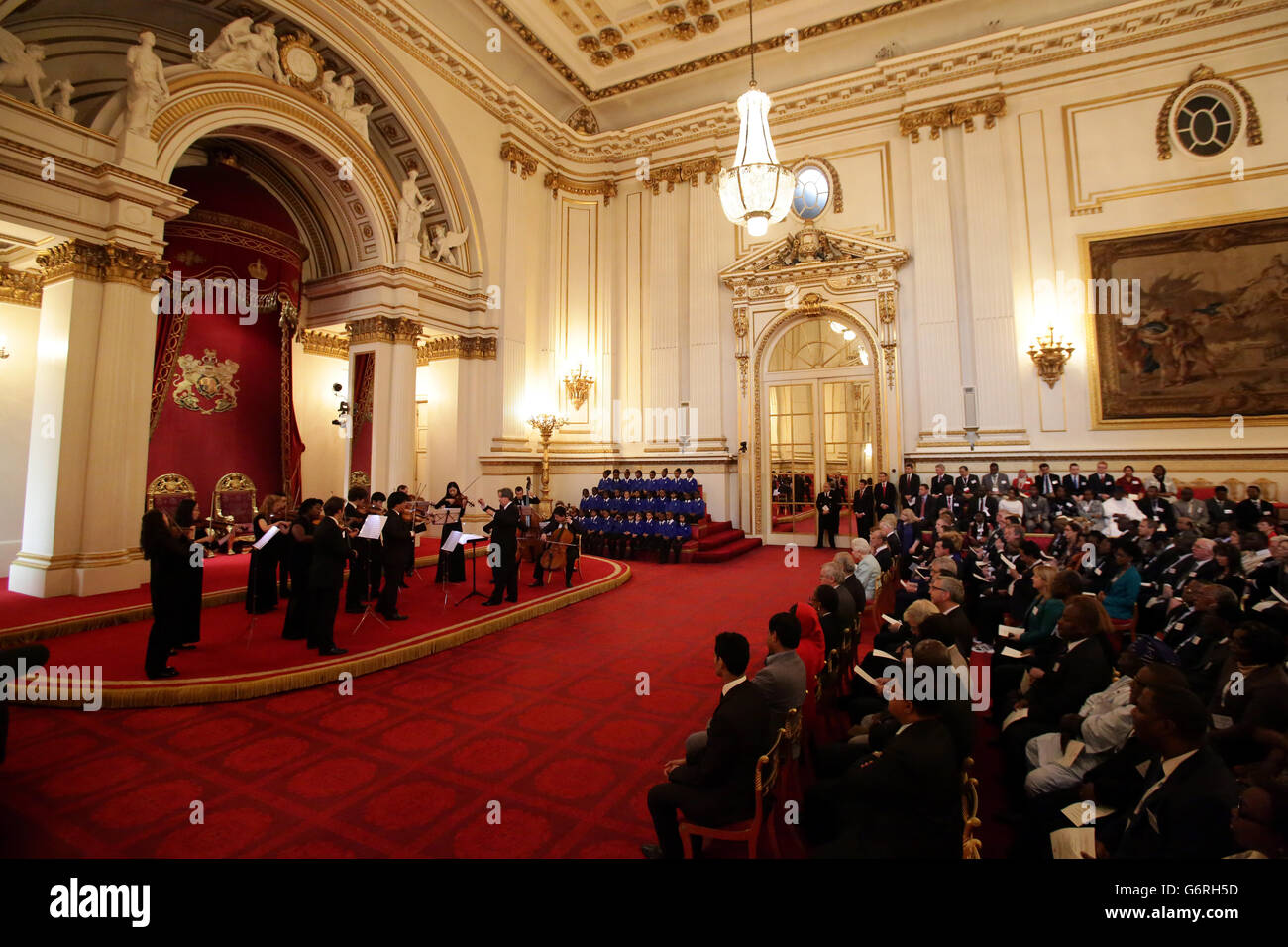 Queen Elizabeth II watching a concert during a Reception for Youth ...