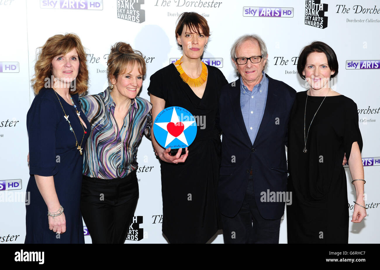 The Selfish Giant wins the Film award, presented by Ken Loach to (left ...