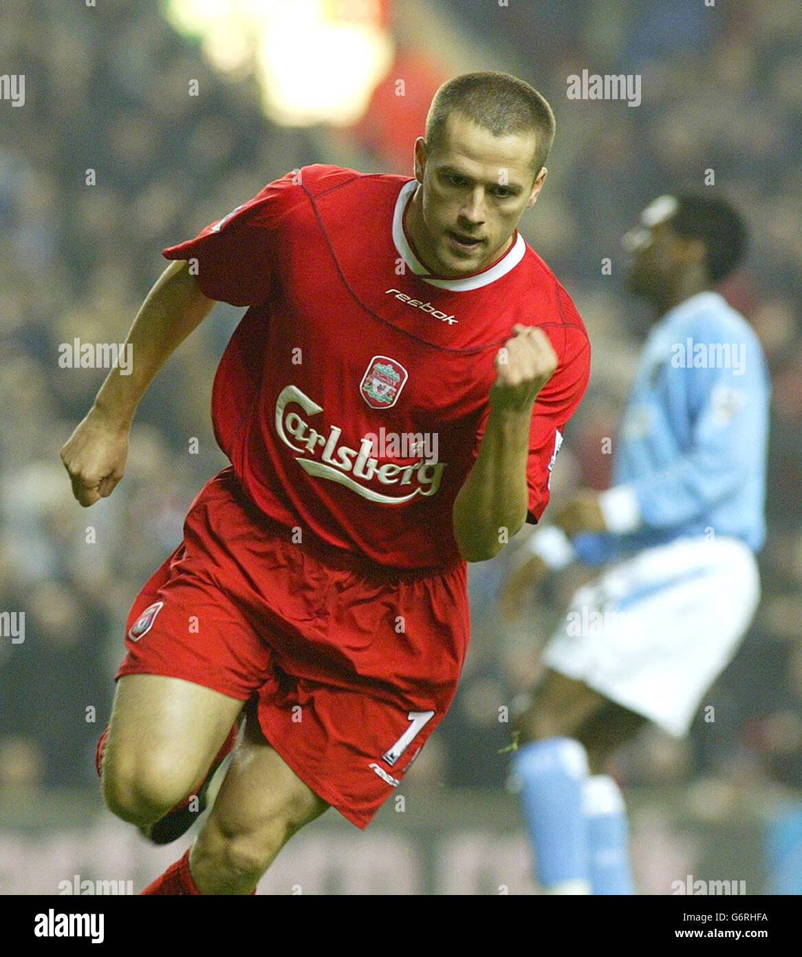 Liverpool's Michael Owen celebrates scoring against Manchester City ...