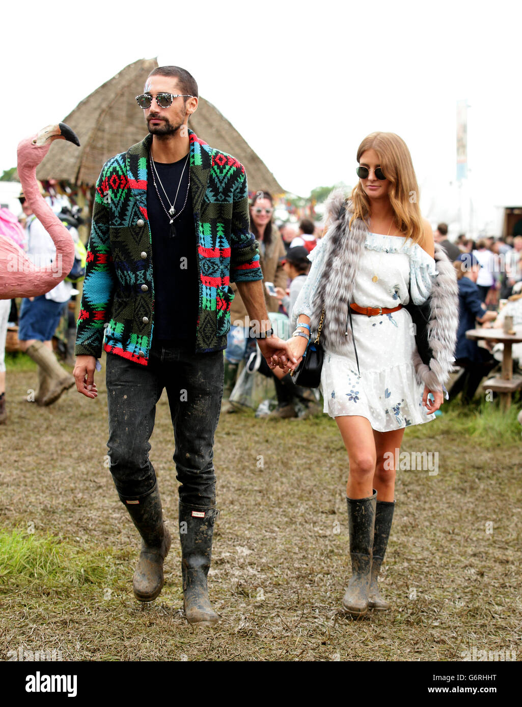Hugo Taylor and Millie Mackintosh are seen backstage at the Glastonbury ...