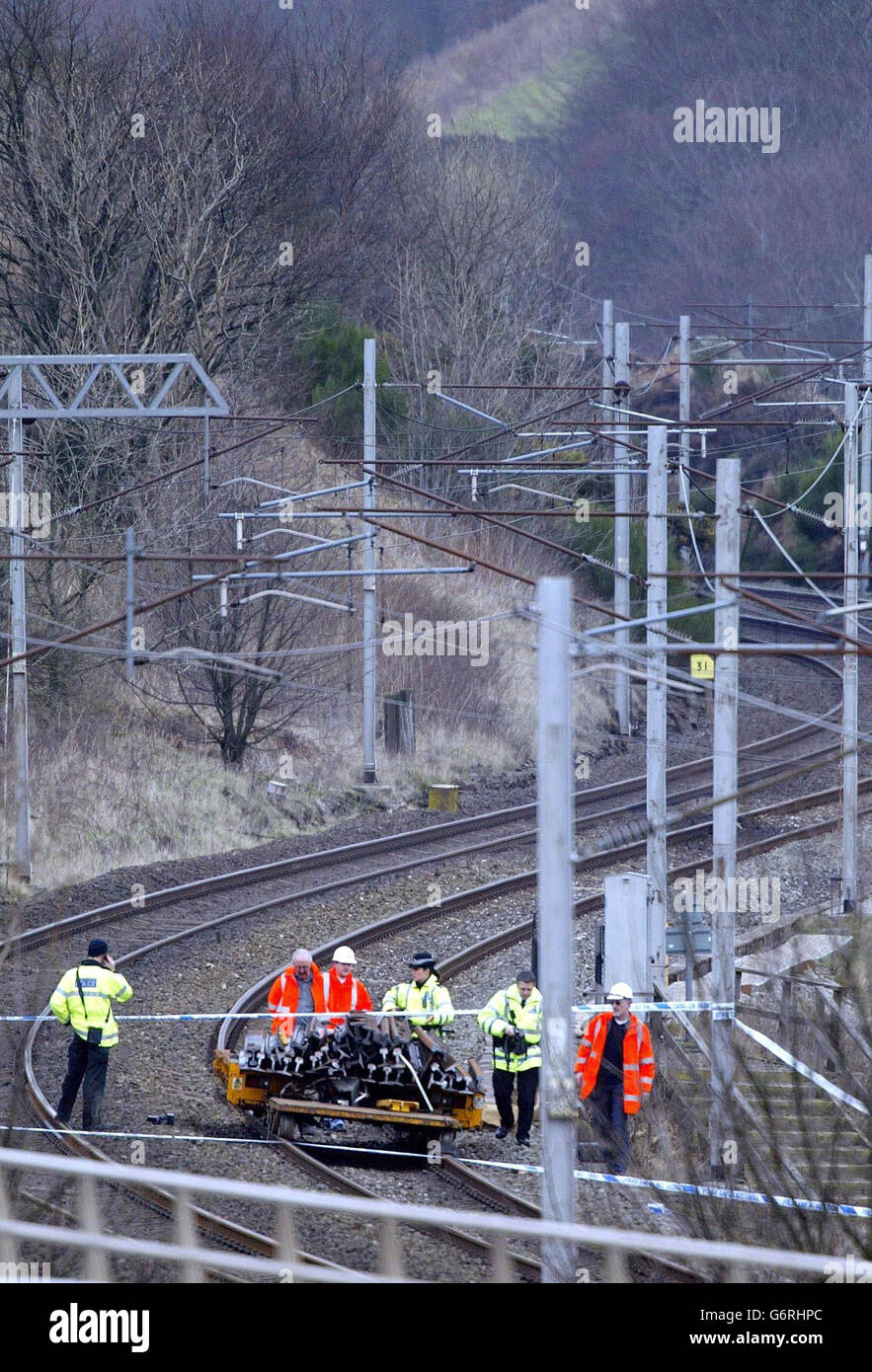 The scene of a rail accident in which four railway workers were killed ...