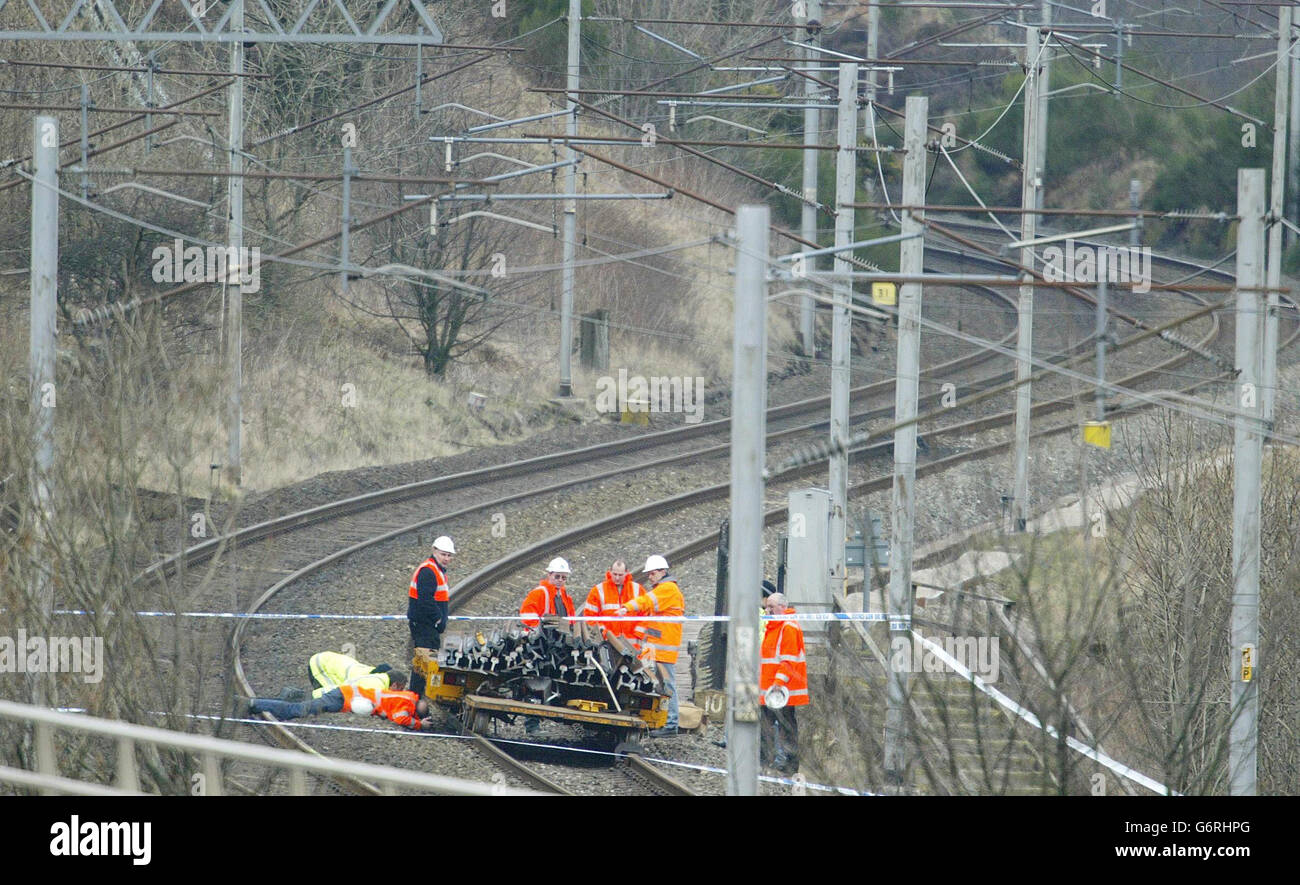 The scene of a rail accident in which four railway workers were killed ...