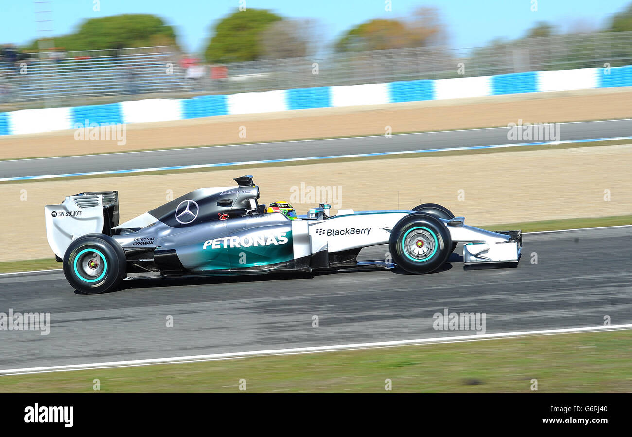 Mercedes driver Lewis Hamilton, during the 2014 Formula One Testing at ...