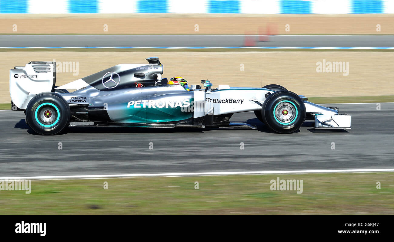 Mercedes driver Lewis Hamilton, during the 2014 Formula One Testing at ...