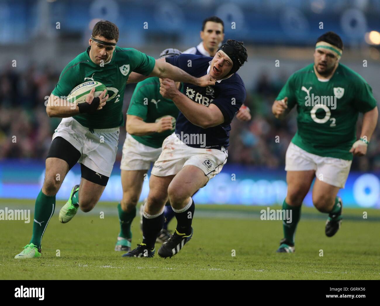 Ireland's Fergus McFadden and Scotland's Alasdair Dickinson during the ...