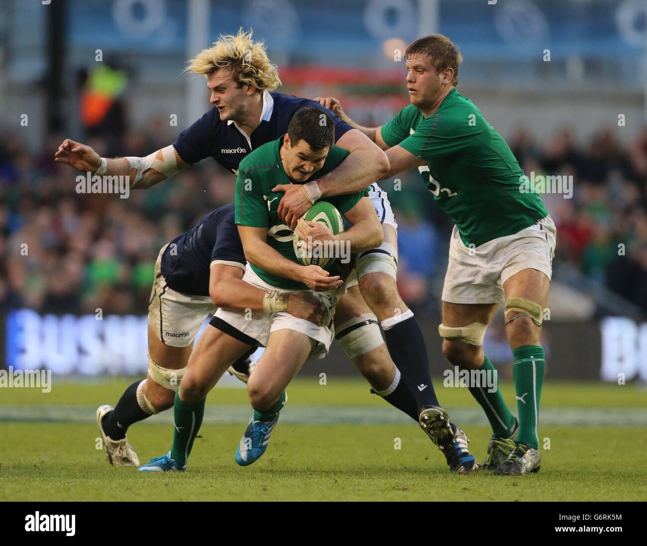 Ireland's Johnny Sexton and Scotland's Richie Gray during the RBS 6 ...