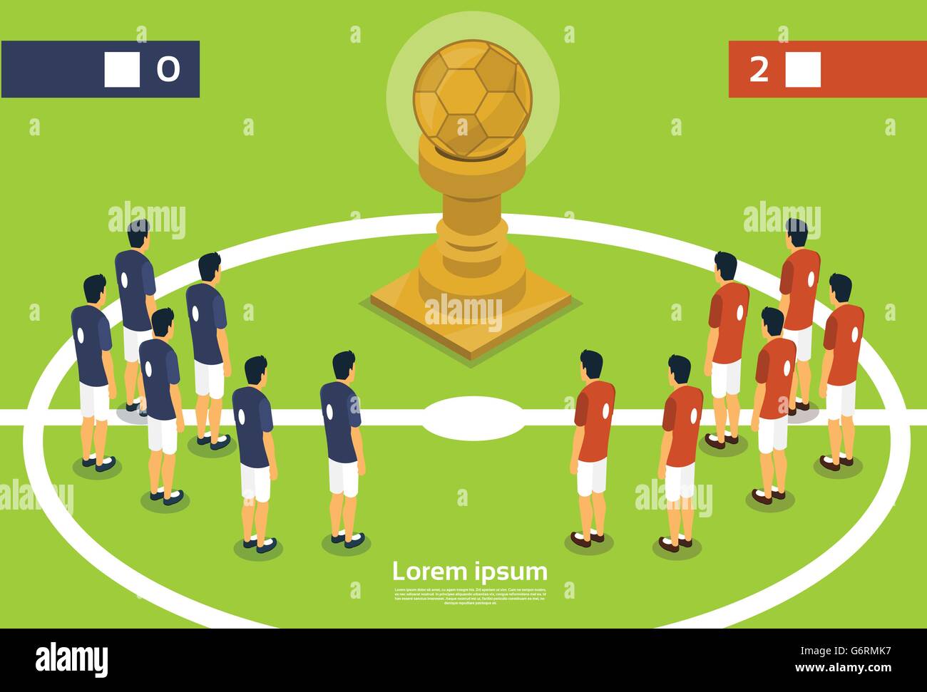 Football Team Players On Field Cup Championship Stock Vector Image ...