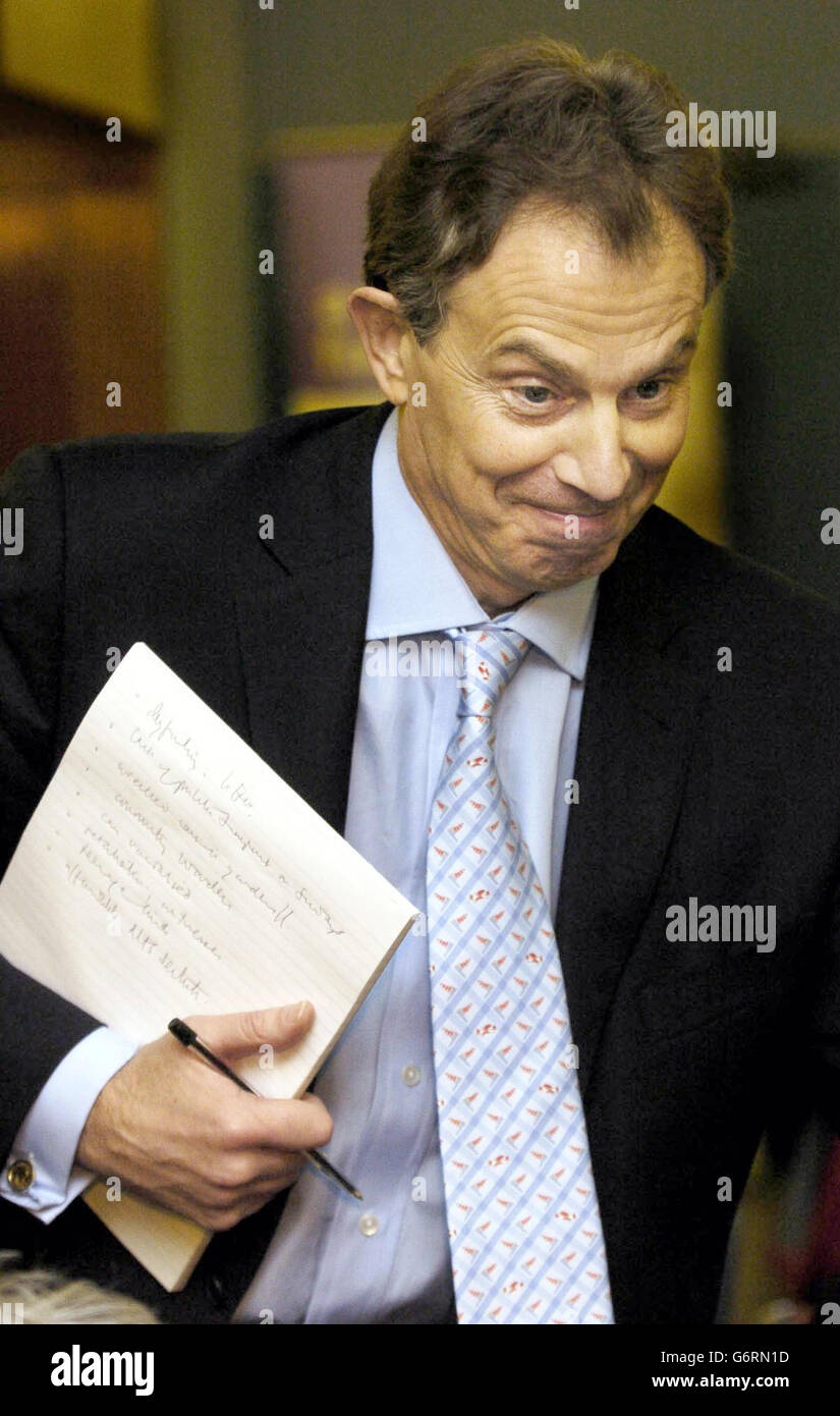 Britain's Prime Minister Tony Blair during a visit to the Merkinch ...